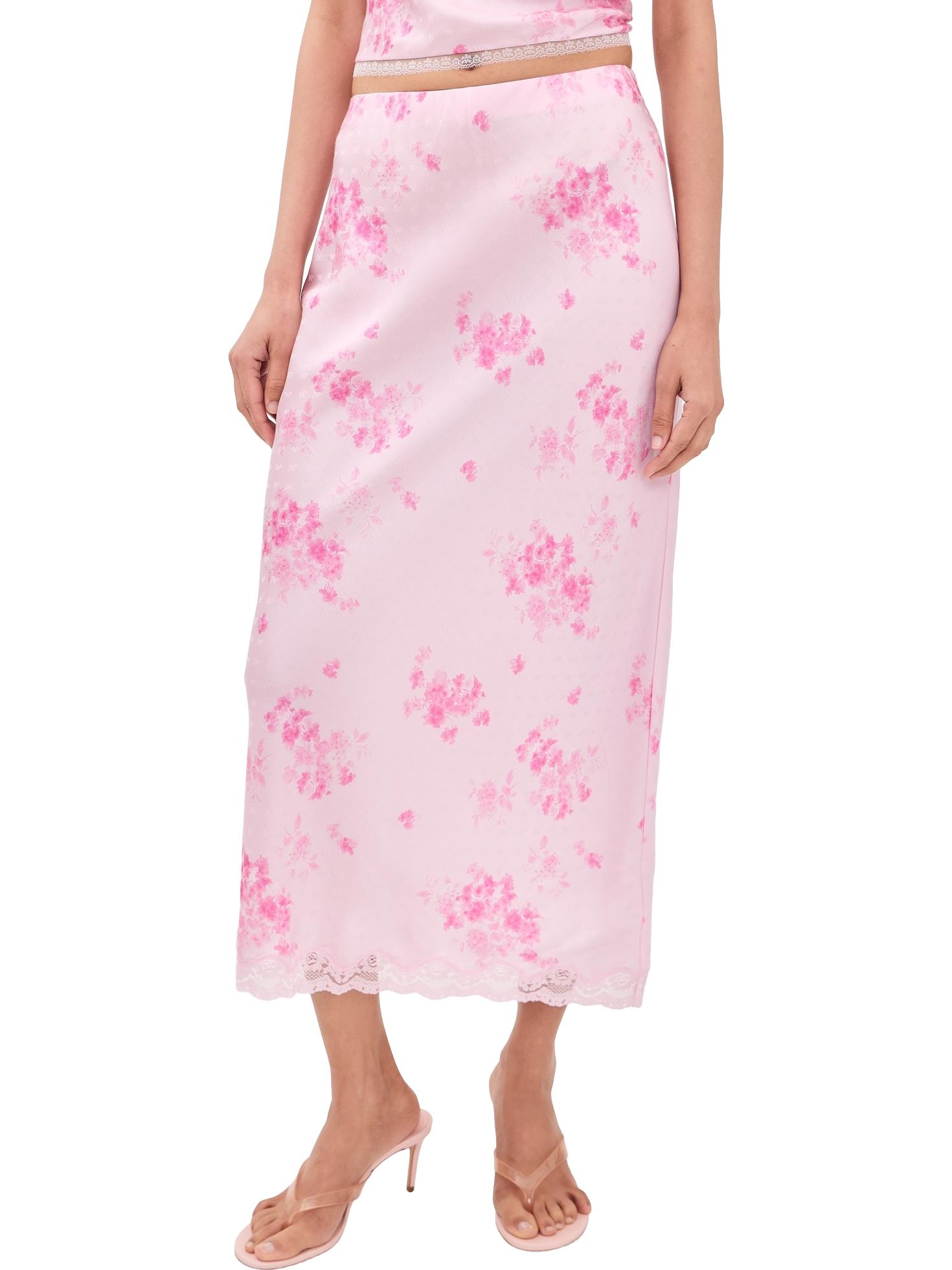 LOVESHACKFANCY LoveShackFancy Castle Floral Lace Midi Skirt